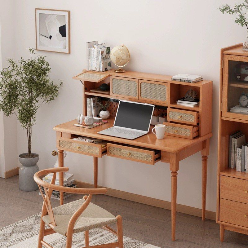 HARUAKI Japandi Solid Wood Study Table, Furniture & Home Living ...