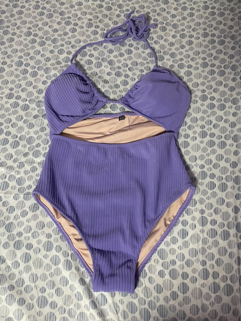 Helen Piece (Large) Purple Violet One Piece Tube Halter Swimsuit, Women ...