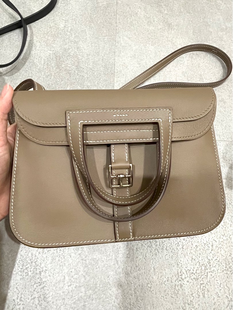 Hermes mini halzan 大象灰銀釦 愛馬仕, 名牌精品, 精品包與皮夾在旋轉拍賣