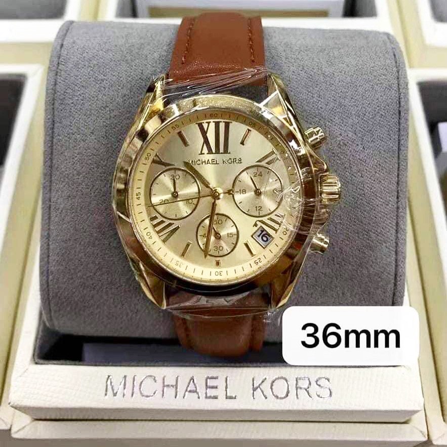 MK SMALL LEATHER STRAP BROWN GOLD DIAL AUTHENTIC WATCH, Women's Fashion ...