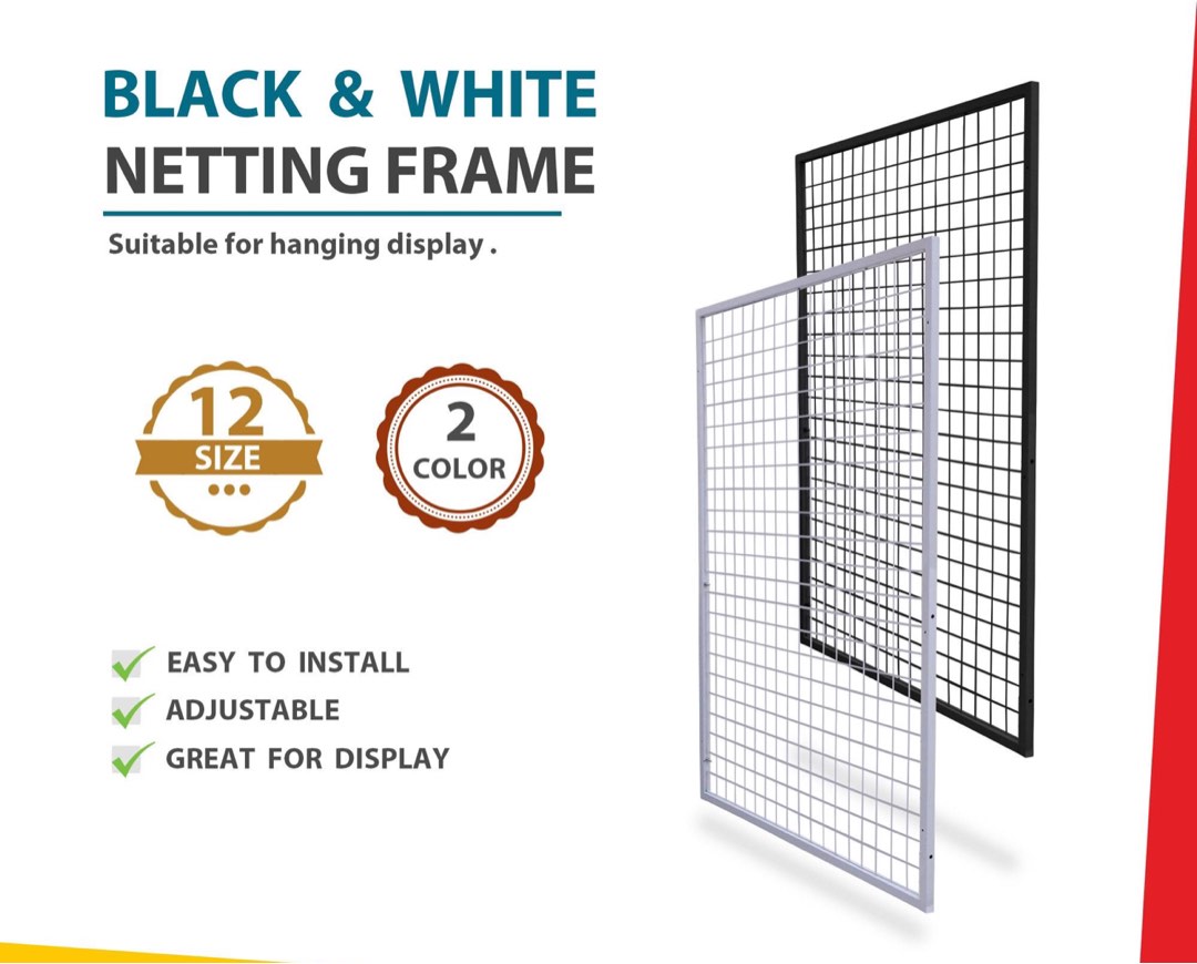 Netting frame display with stand netting hook (WIRE MESH) Wire Display ...