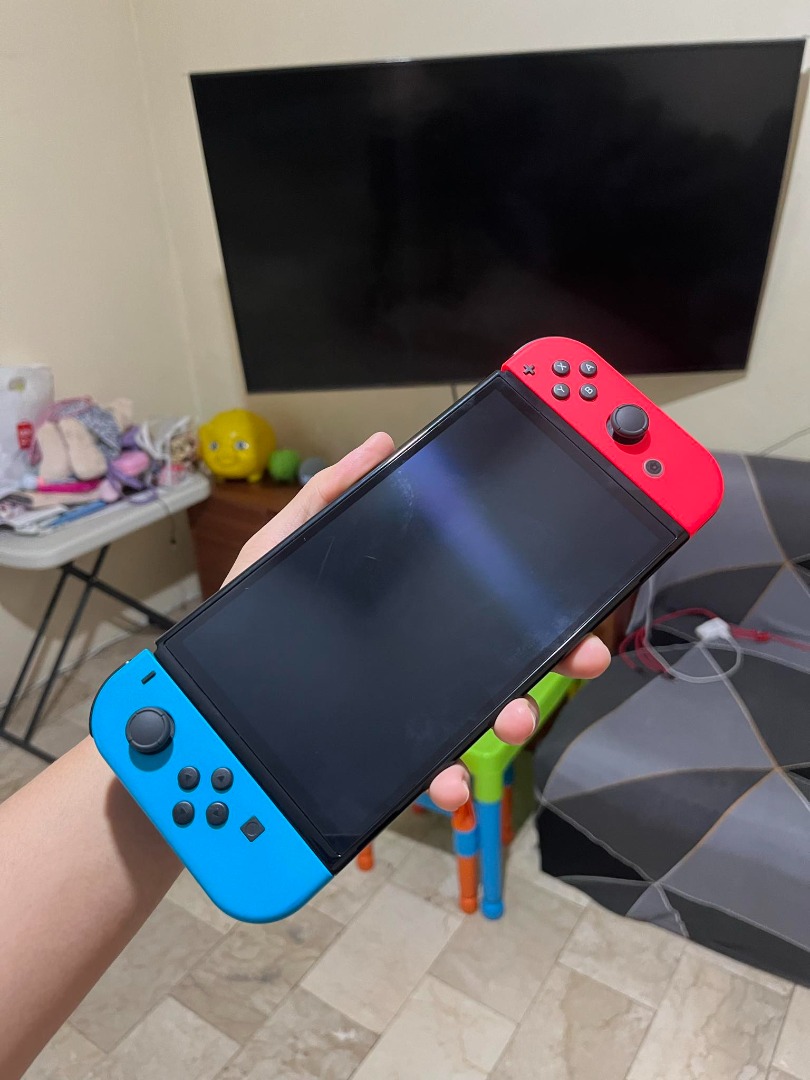 Nintendo Switch OLED Neon Red and Blue with NBA game, Video Gaming ...