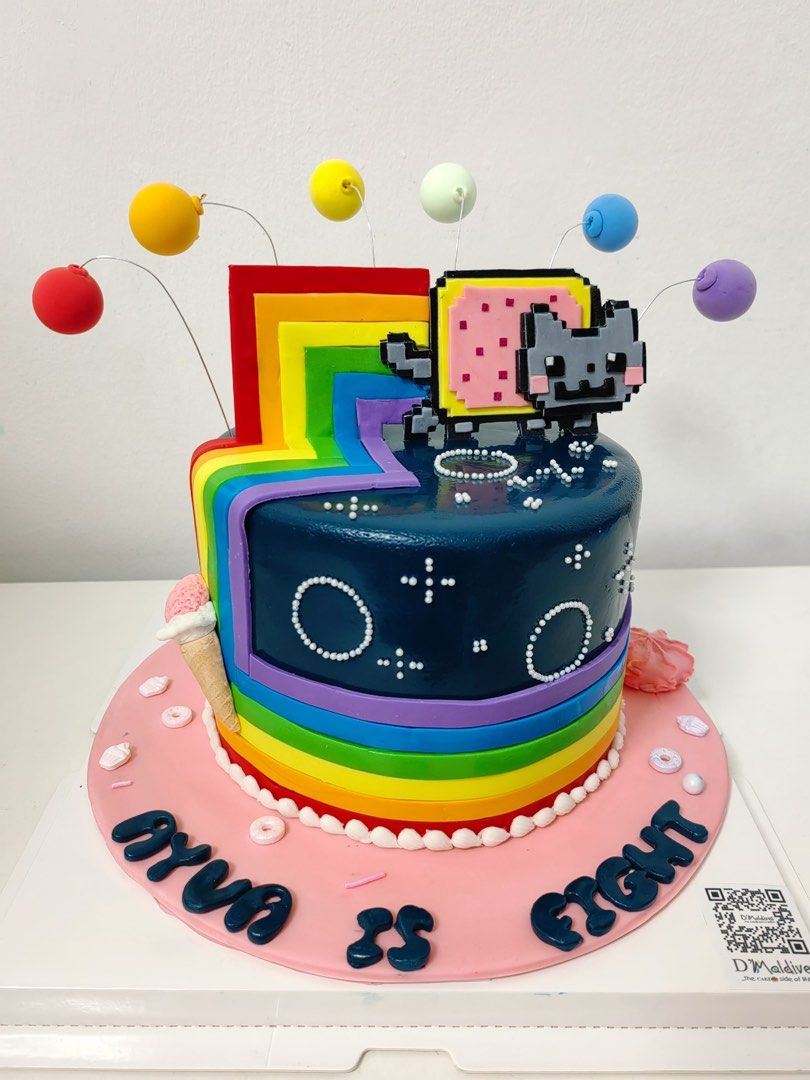 Nyan Cat theme Birthday Customized Cake, Food & Drinks, Homemade Bakes ...