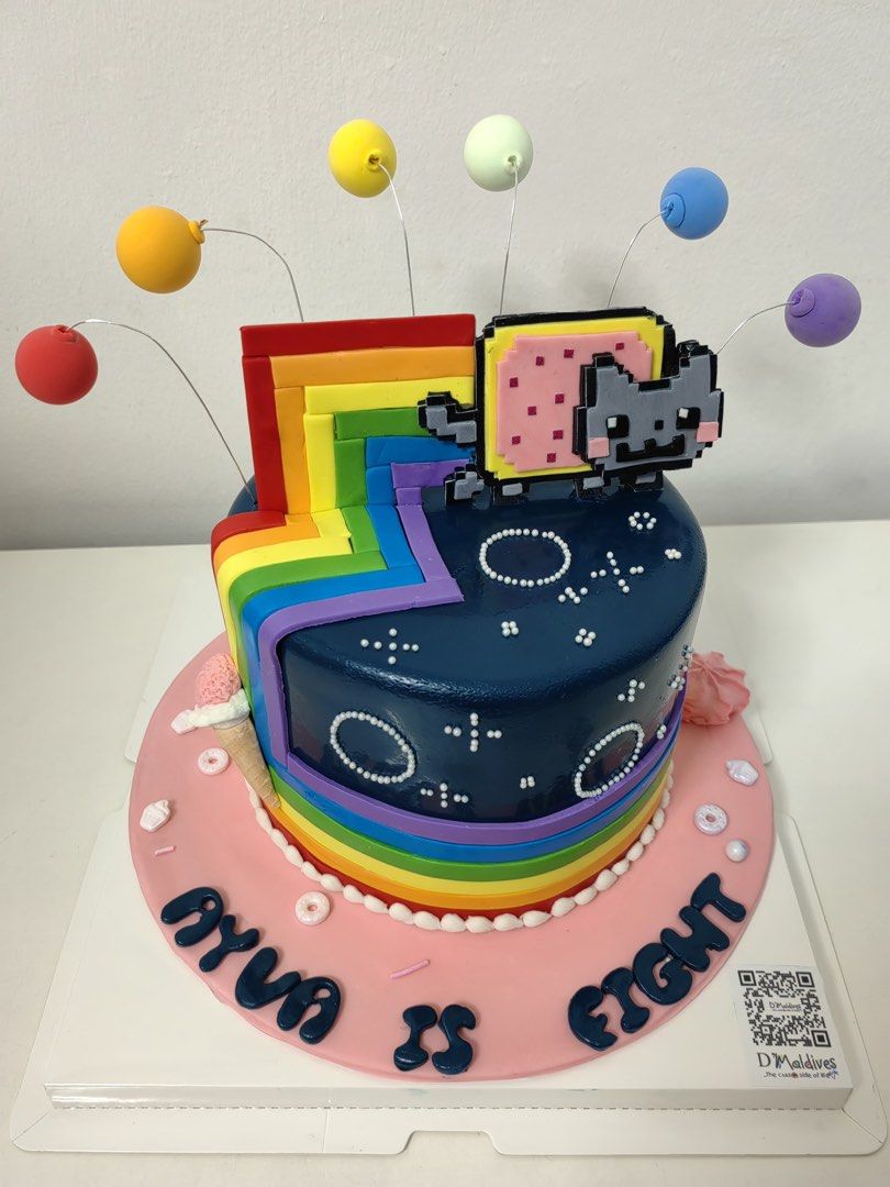Nyan Cat theme Birthday Customized Cake, Food & Drinks, Homemade Bakes ...