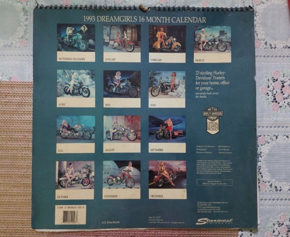Official Harley Davidson Cycles Dream Girls Year 1993 Calendar, Hobbies ...