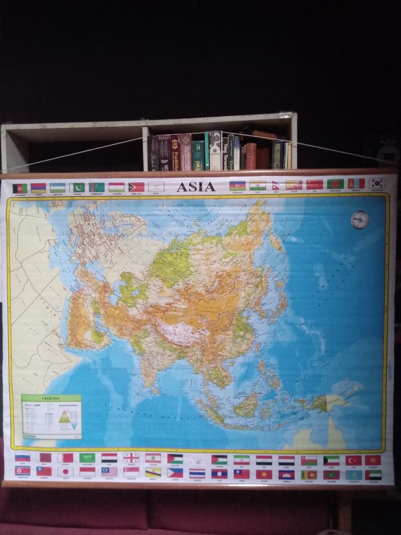 Peta Asia ukuran 135cmx110cm pajangan dinding atlas poster edukasi ...