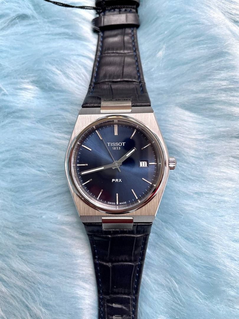Tissot PRX Dark Blue Dial Leather 40mm, Men's Fashion, Watches ...