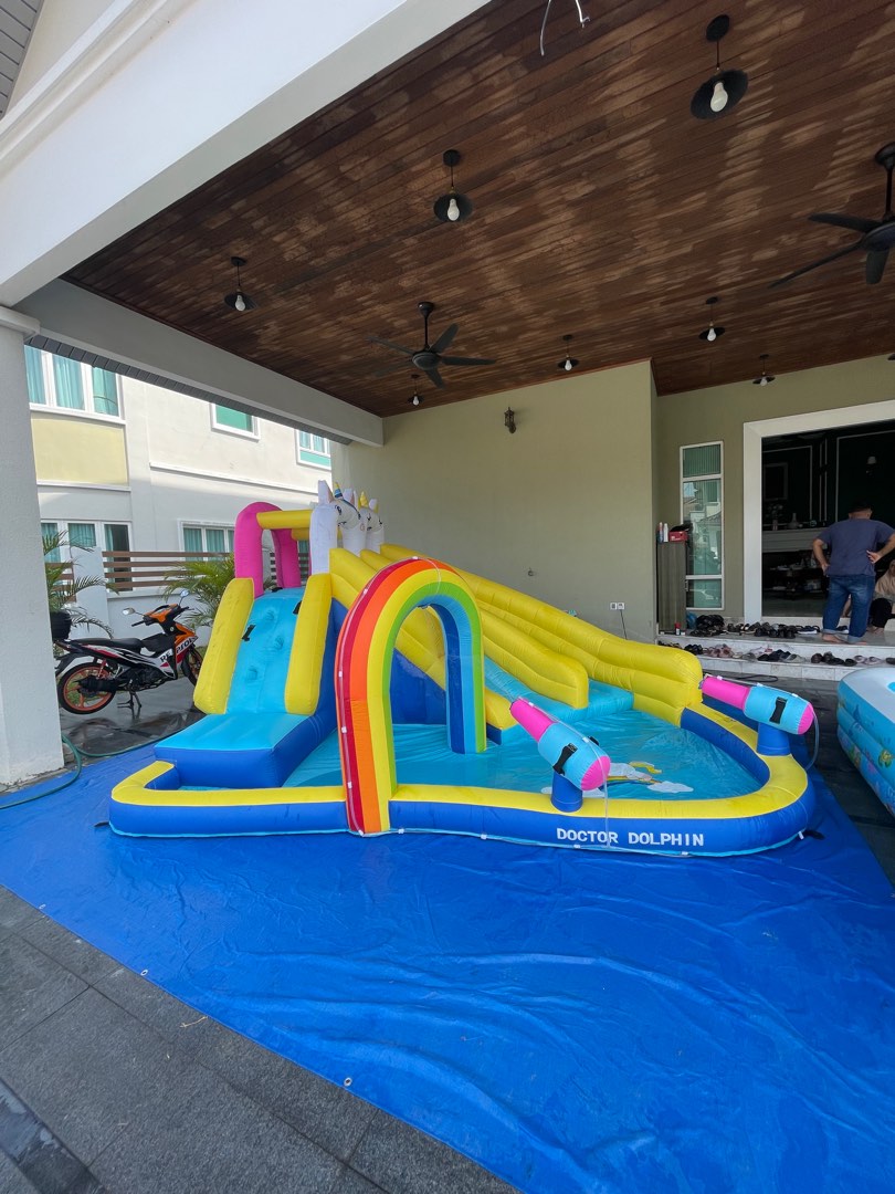 VIRAL RAYA HAJI HOME POOL Unicorn Inflatable Kids Water Slide ...