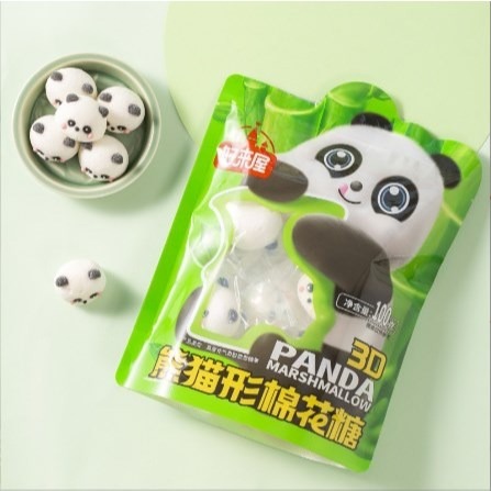 100grams 10pcs/pack Panda Head Mallows 3D Panda Head Shaped Marshmallow ...