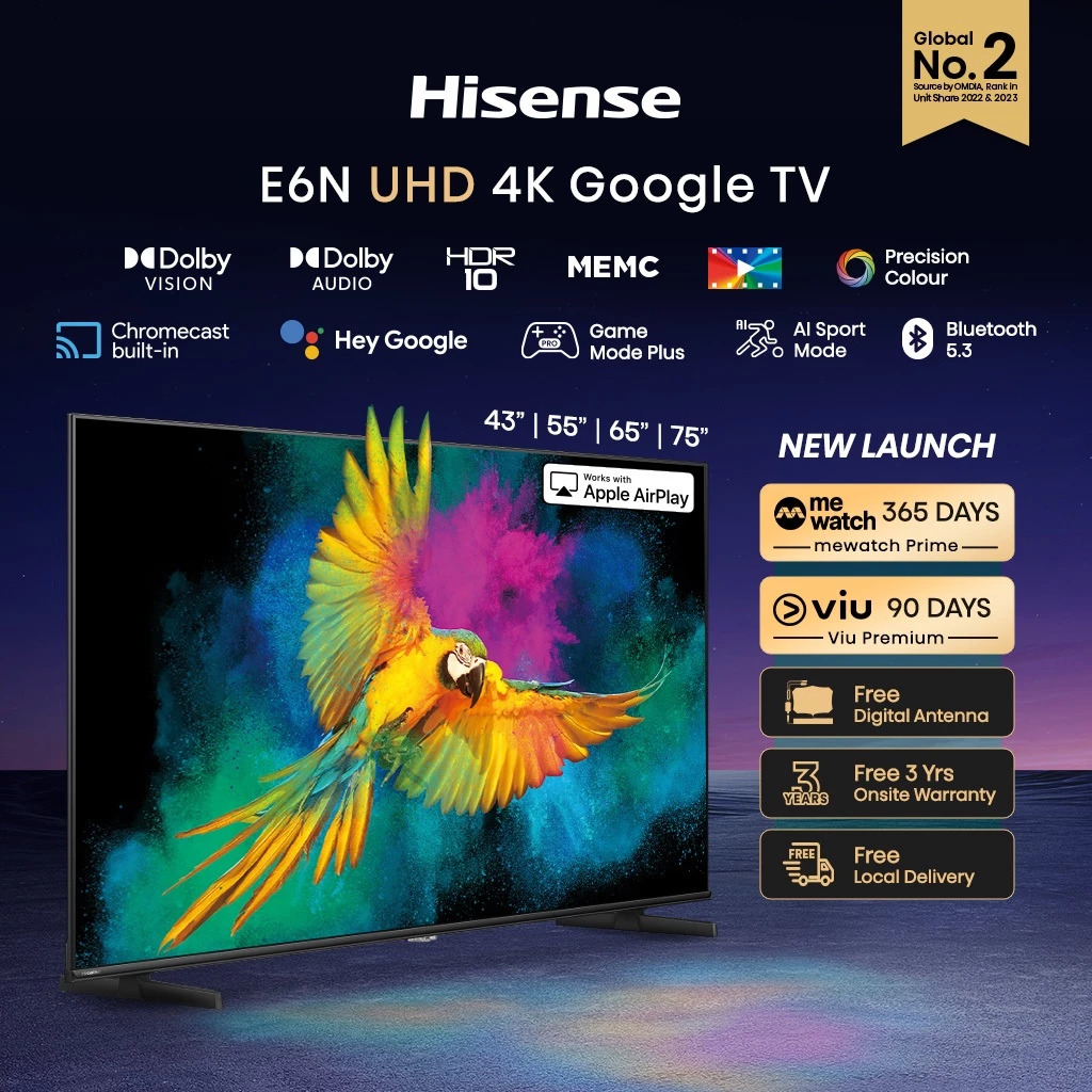[2024] Hisense E6N 4K UHD Google TV 43 55 65 75 inch | Dolby Vision & Audio | DTS VirtualX ...