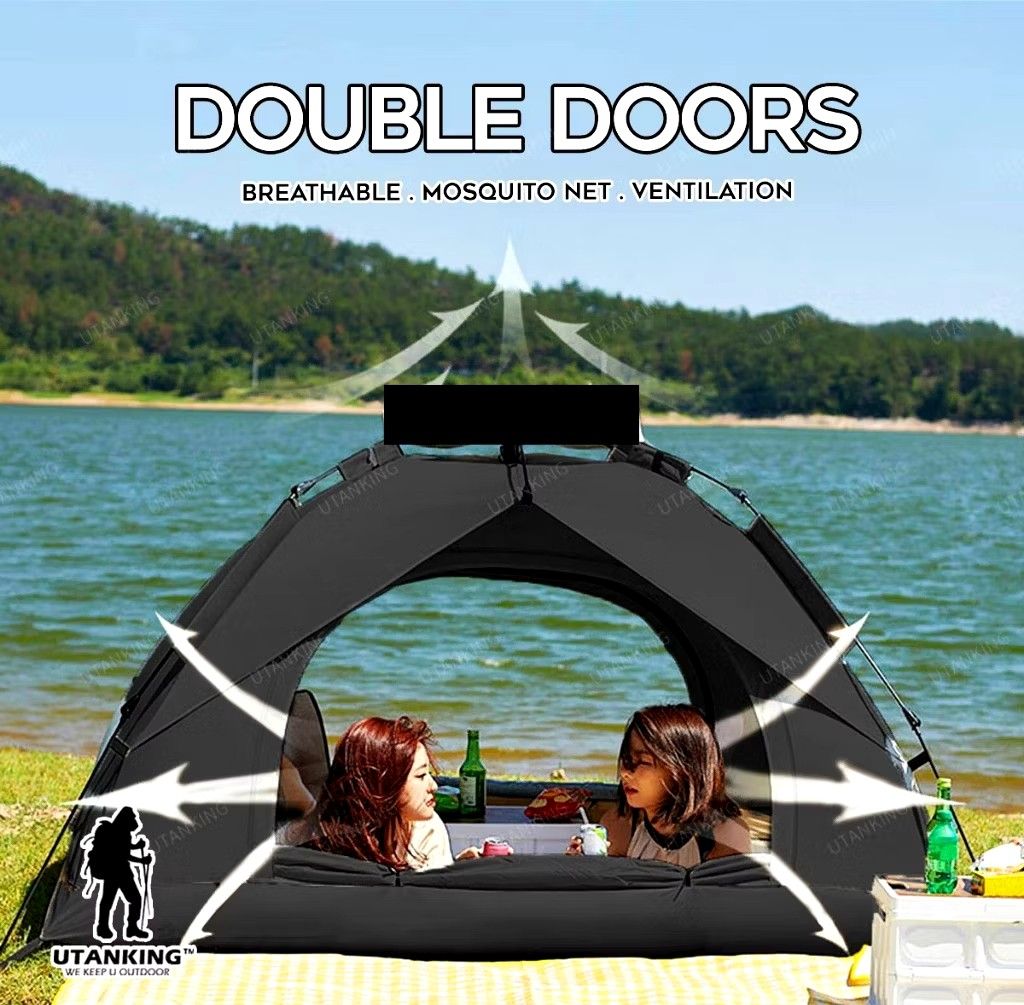 2m*2m Fully Automatic Tent 2 Doors Camp Auto Outdoor UV Foldable Khemah ...