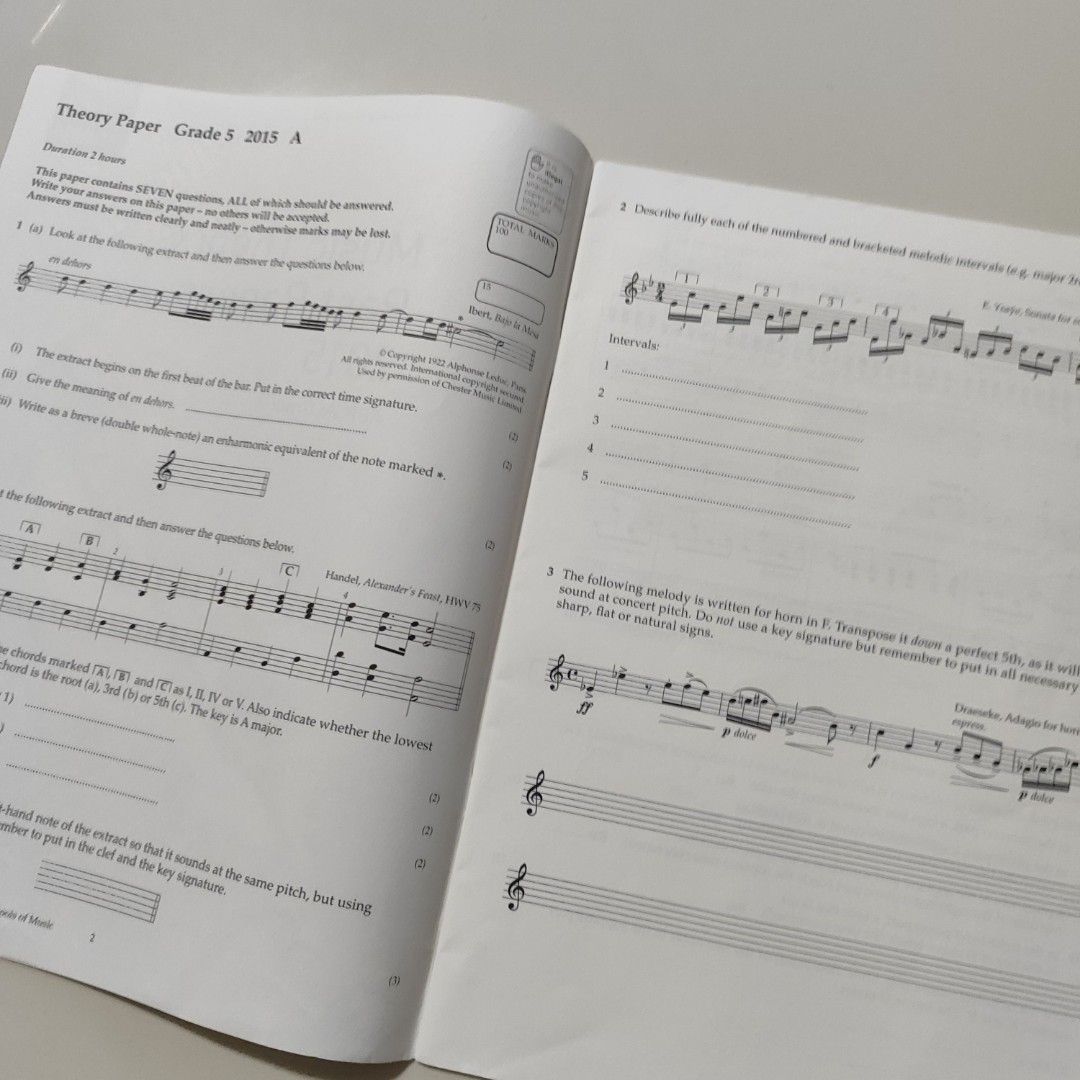 ABRSM grade 5 music theory past year paper 2015, Hobbies & Toys, Books ...