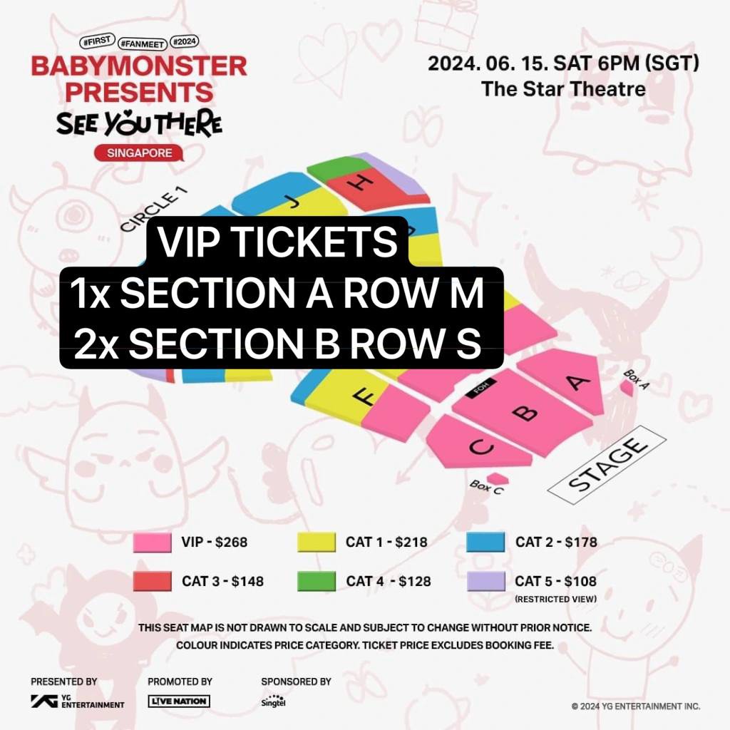 BABYMONSTER VIP Section A / B Concert Tickets Singapore, Tickets ...