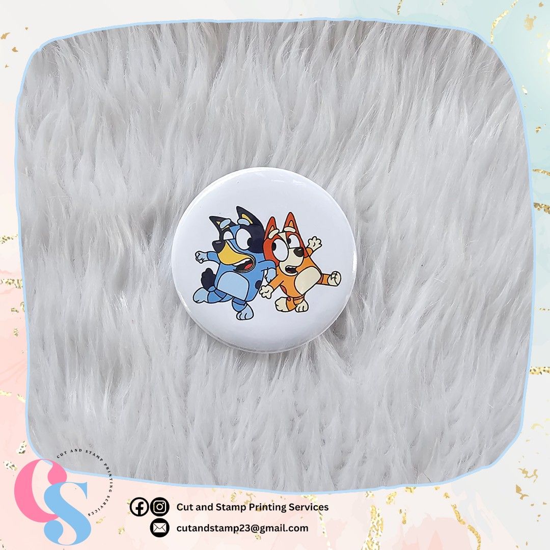 BLUEY 58mm Button Pin, Hobbies & Toys, Stationary & Craft, Handmade ...