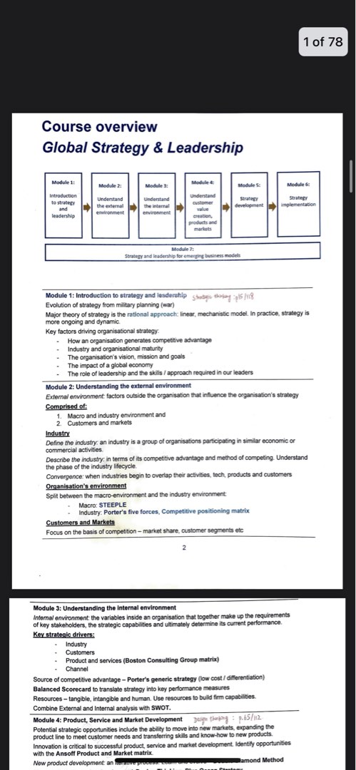 CPAA Global Strategy and Leadership Summary notes, 興趣及遊戲, 書本 & 文具, 教科書 ...