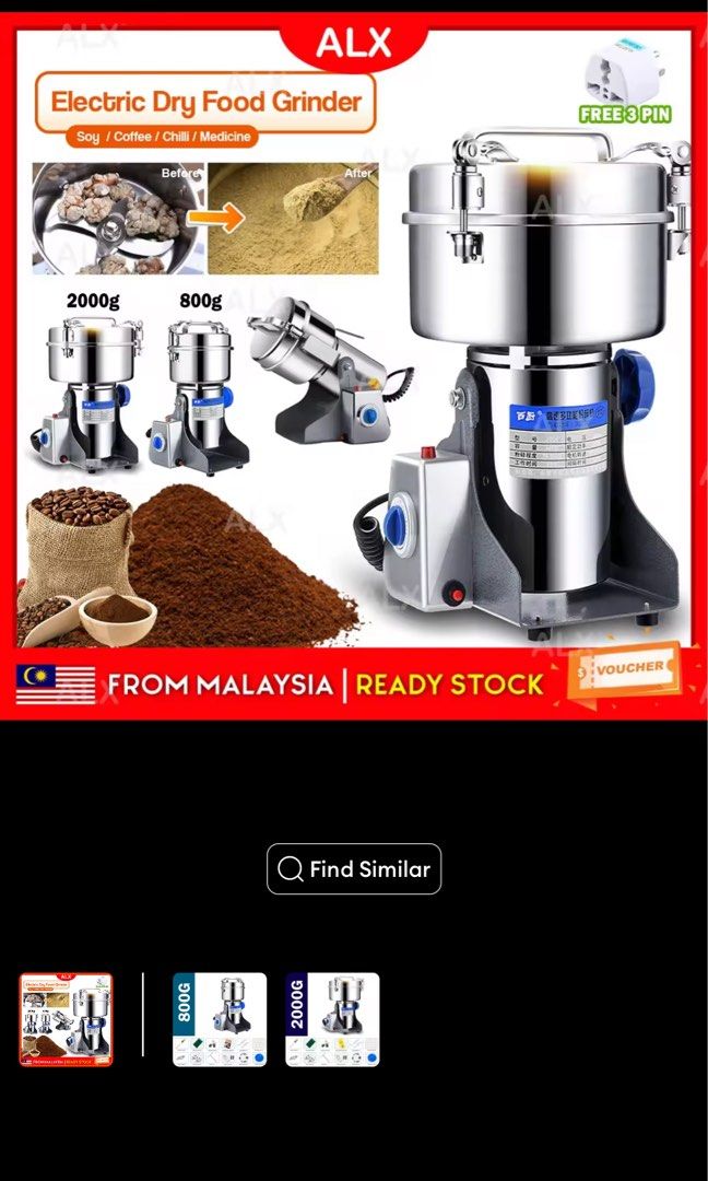 Electric Dry Food Grinder ( 800g), TV & Home Appliances, Kitchen ...