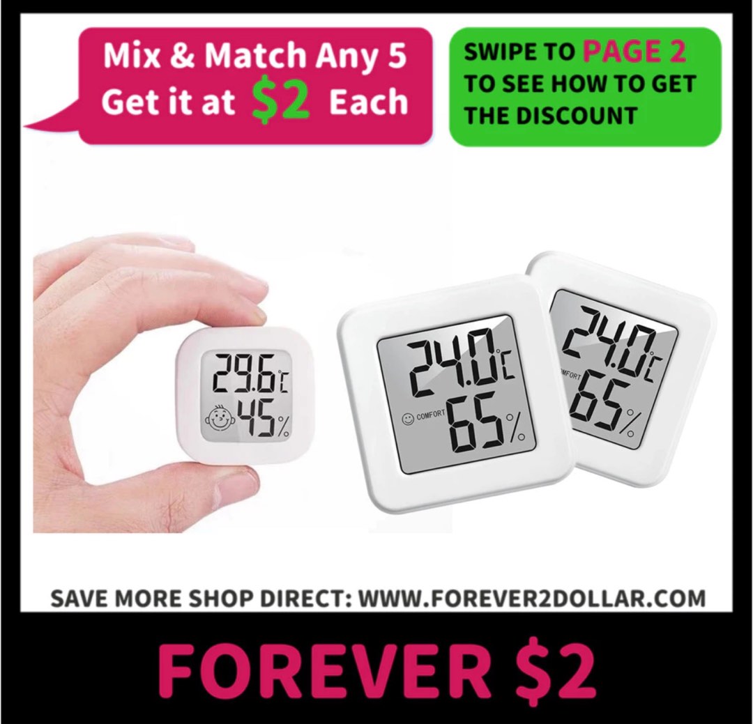 (FOREVER $2) Bluetooth Digital Mini Thermometer Smart Temperature ...