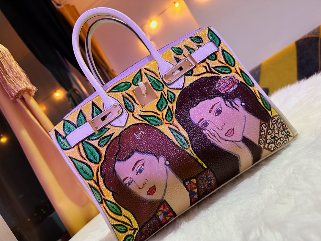 Hermes Birkin30 cm with original hand painted, Luxury, Bags & Wallets ...