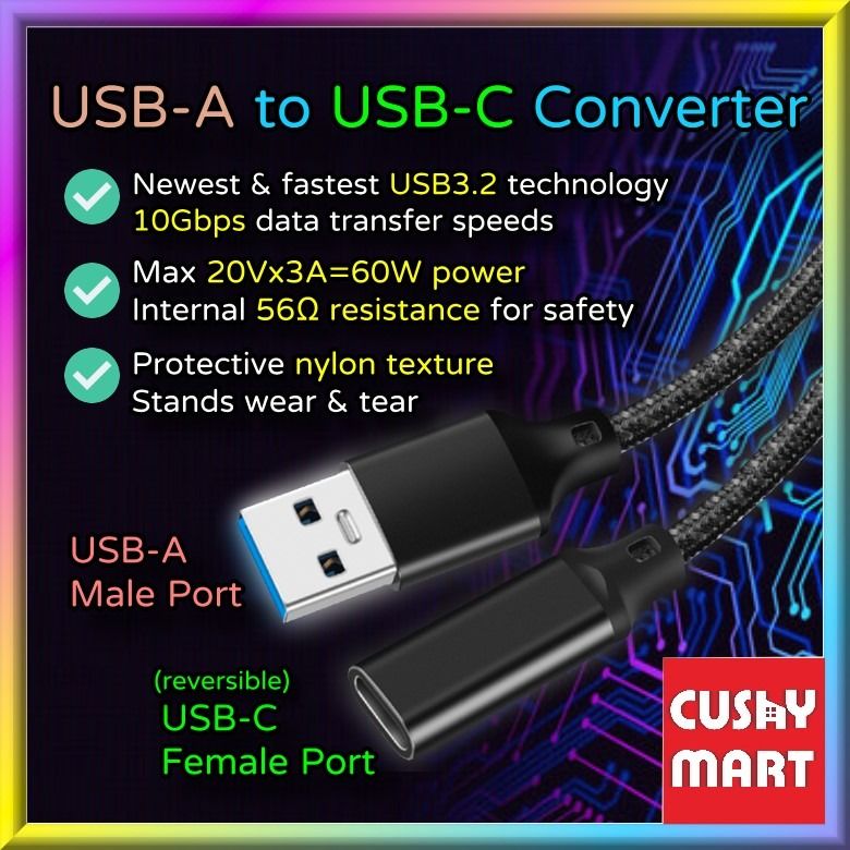 Metis - USB3.2 Gen2 Converter Cable Type-A(Male) to Type-C(Female)[0 ...