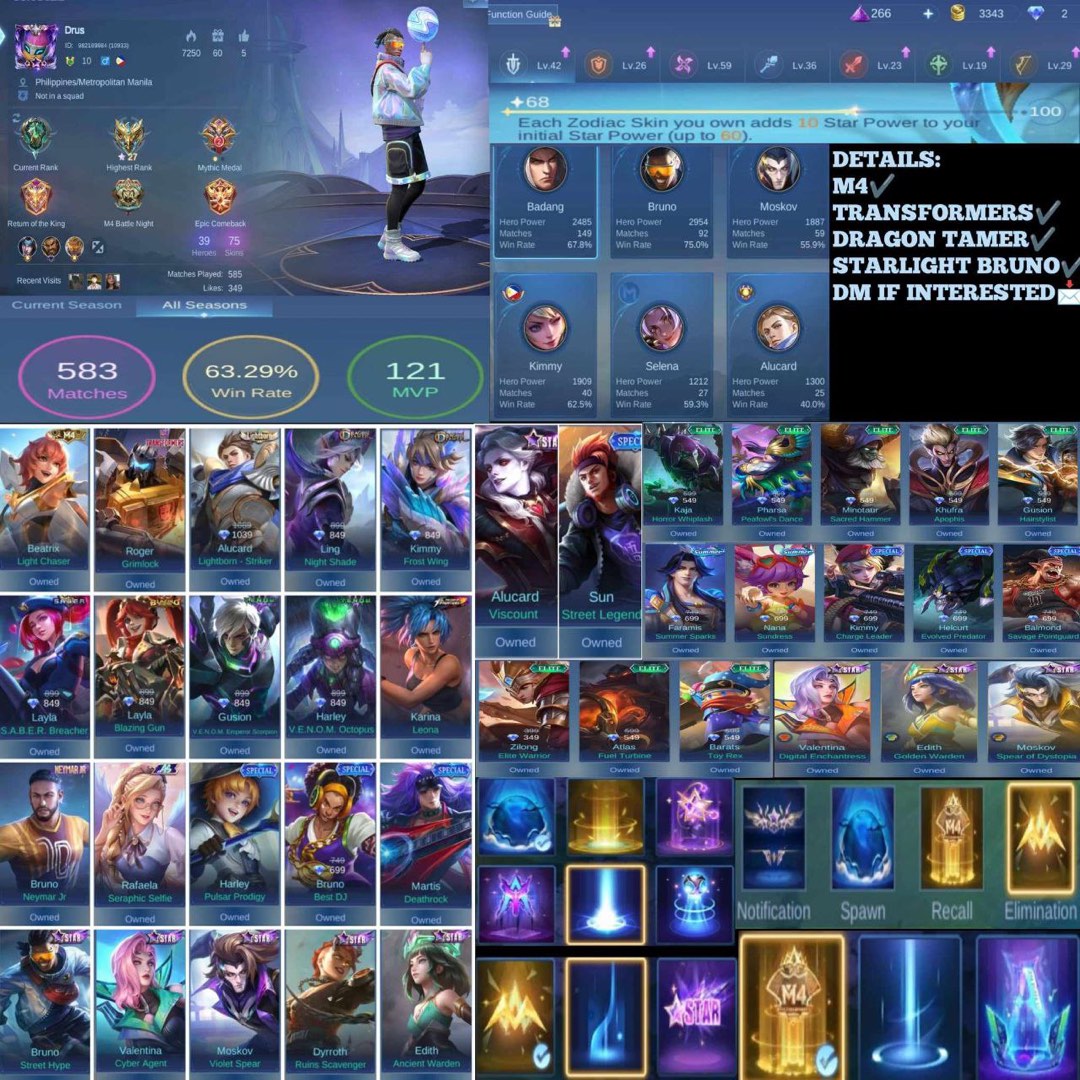 Mobile Legends Account #144 | 39 Heroes, 75 Skins, M4 Beatrix ...