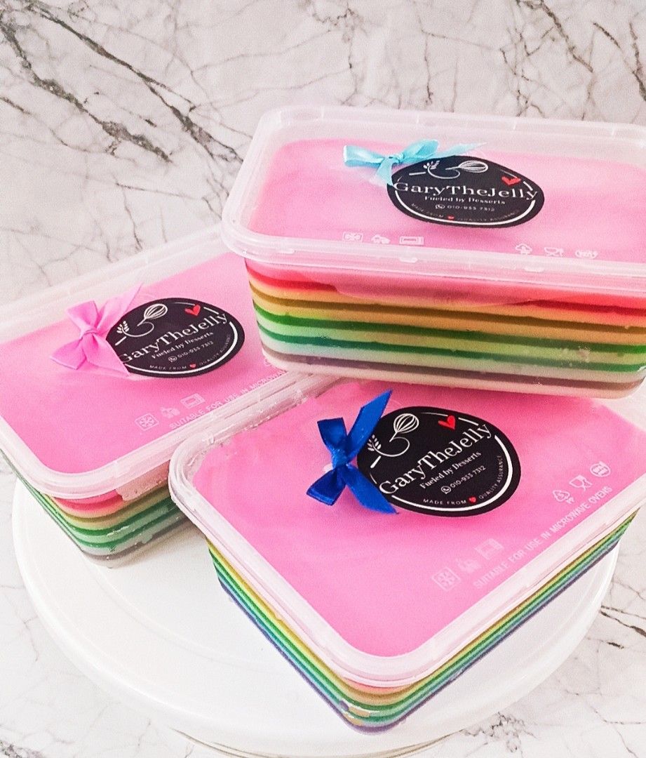 Rainbow Layered Jelly Boxes, Food & Drinks, Fresh Produce on Carousell