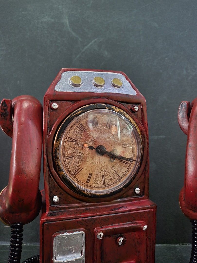 Resin Table Clock Telephone Booth Design, Furniture & Home Living, Home ...