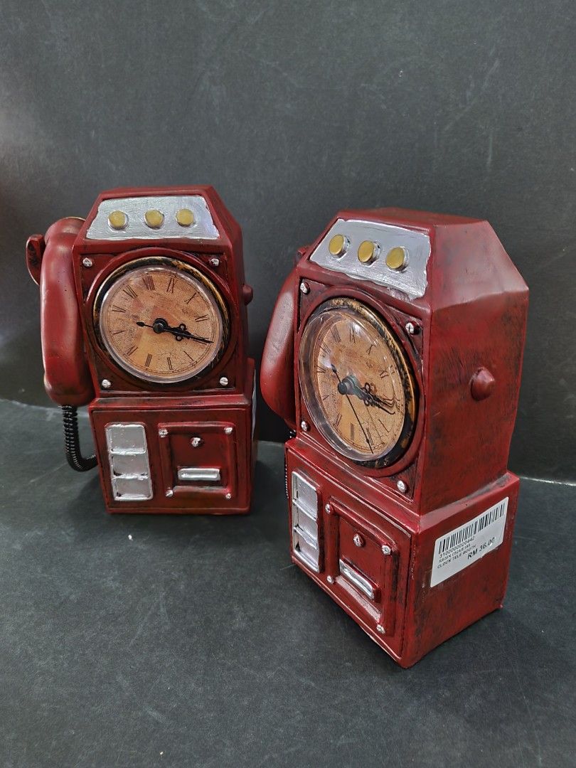 Resin Table Clock Telephone Booth Design, Furniture & Home Living, Home ...