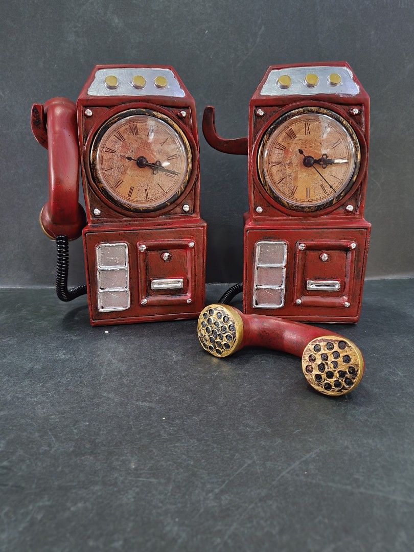 Resin Table Clock Telephone Booth Design, Furniture & Home Living, Home ...