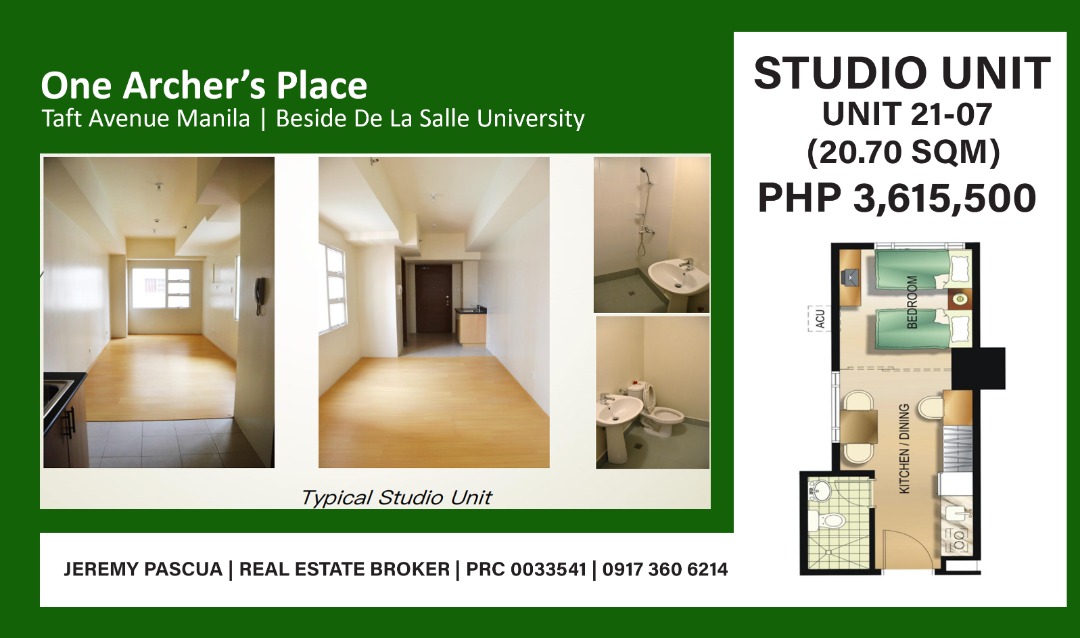 Studio Condo Unit For Sale along Taft Avenue Manila near De La Salle ...