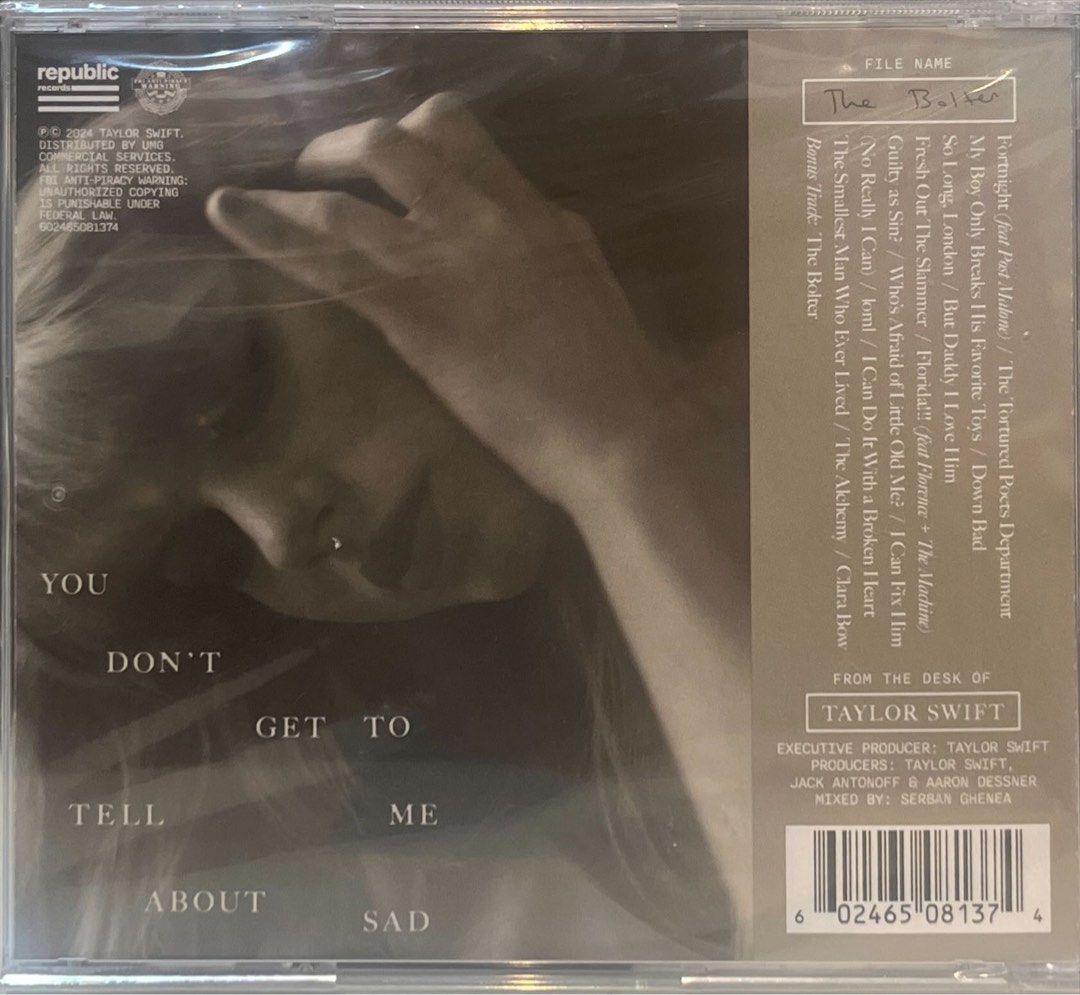 Taylor Swift TTPD - The Bolter US Deluxe CD + 2 Sided Poster with Photo ...