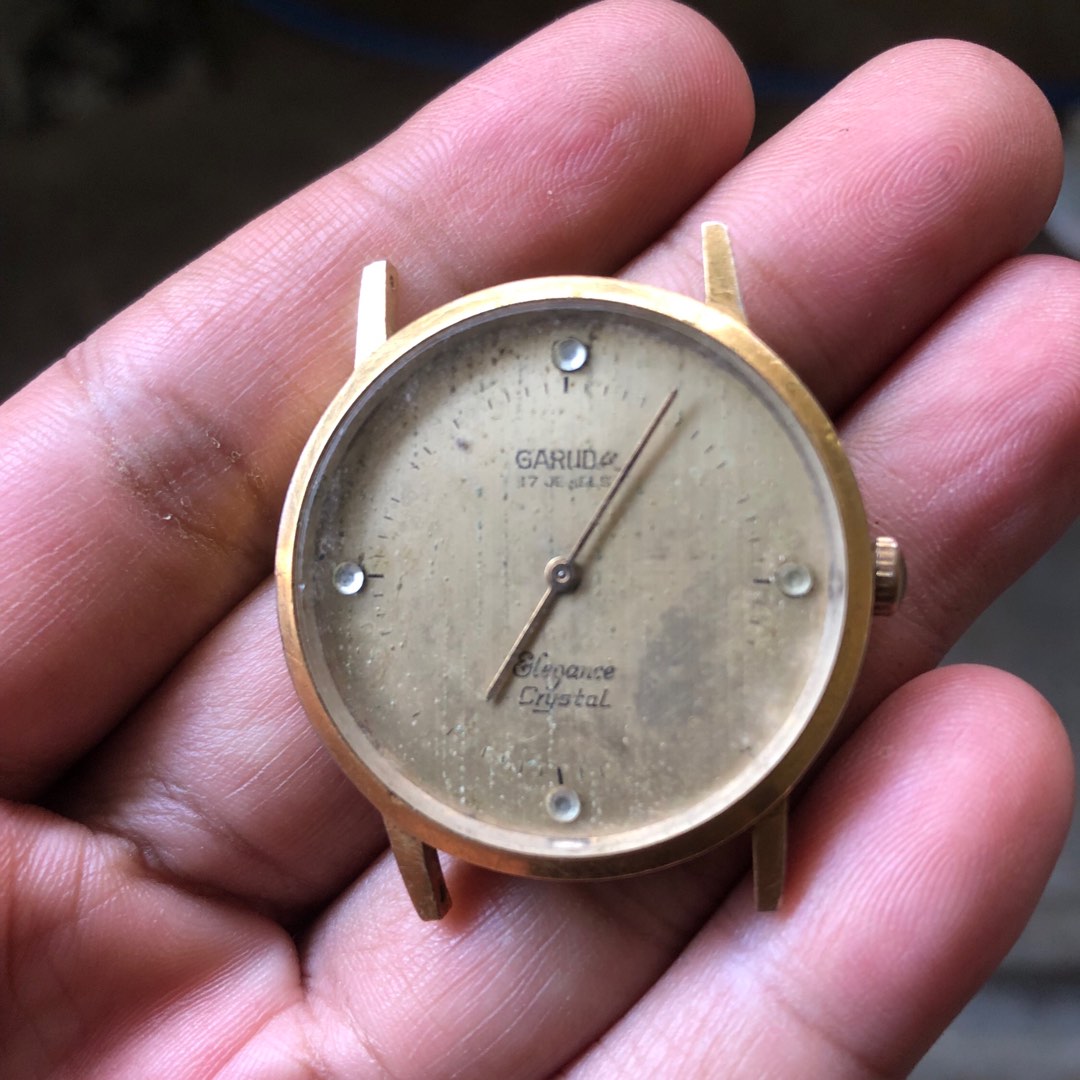 Vintage garuda watch 17Jewels elegance crystal, Fesyen Pria, Jam Tangan ...