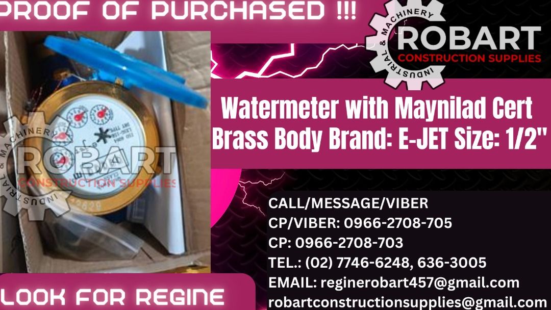 Watermeter with Maynilad Cert Brass Body Brand: E-JET Size: 1/2 ...