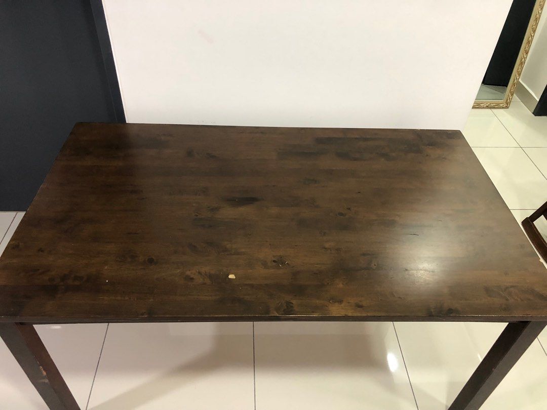 Wooden Dinning table / meja makan kayu, Furniture & Home Living ...