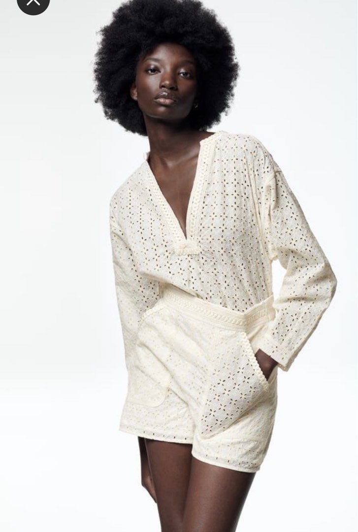 Zara Embroidered Cutwork Coordinate Set, Women's Fashion, Dresses ...