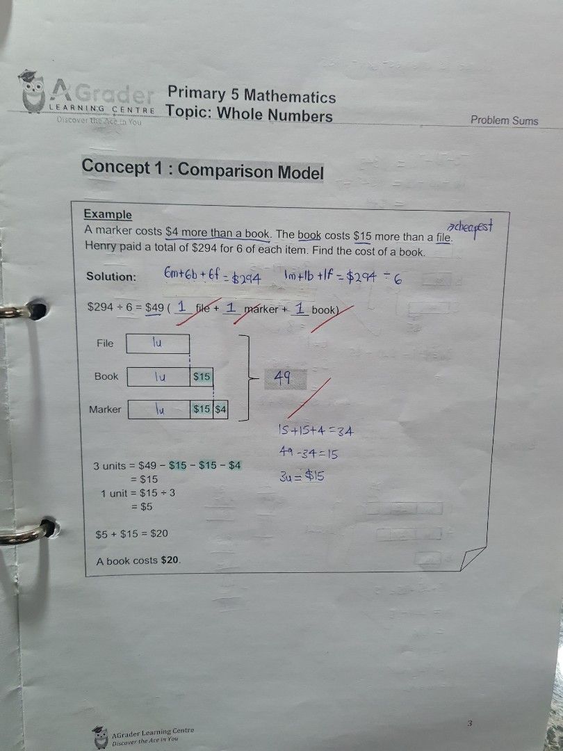 AGRADER P5 Maths worksheets, Hobbies & Toys, Books & Magazines ...