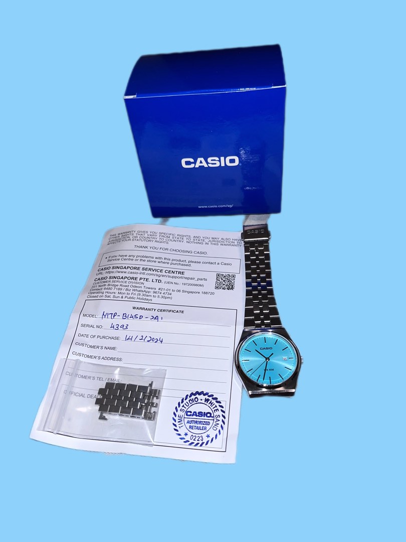 Casio MTP-B145D (Tiffany blue), Men's Fashion, Watches & Accessories ...