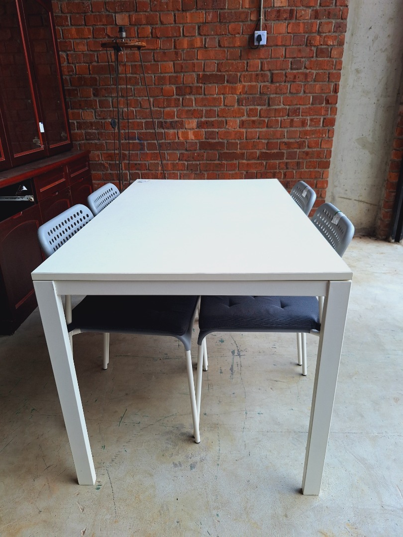 IKEA MELLTORP / ADDE Table and 4 chairs, White/Black | Set Meja Makan ...