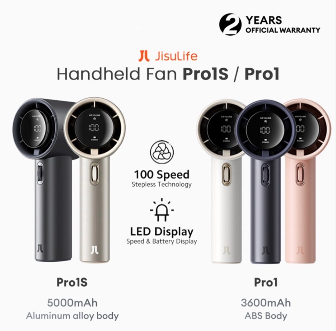 Jisulife Handheld Fan Pro1 (3600 mAh)/Pro1S (5000 mAh), Furniture & Home Living, Lighting & Fans ...