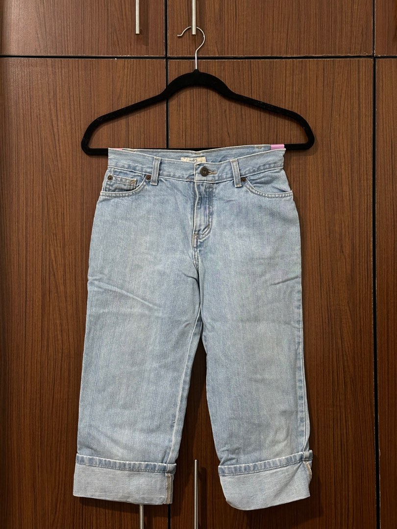 Light Blue Jorts, Women's Fashion, Bottoms, Other Bottoms on Carousell