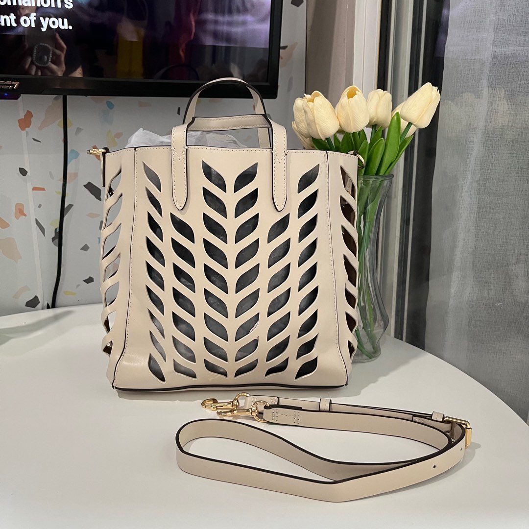 Mini See Through Tote Bag in Grayish Beige With Sling Strap, Women's ...