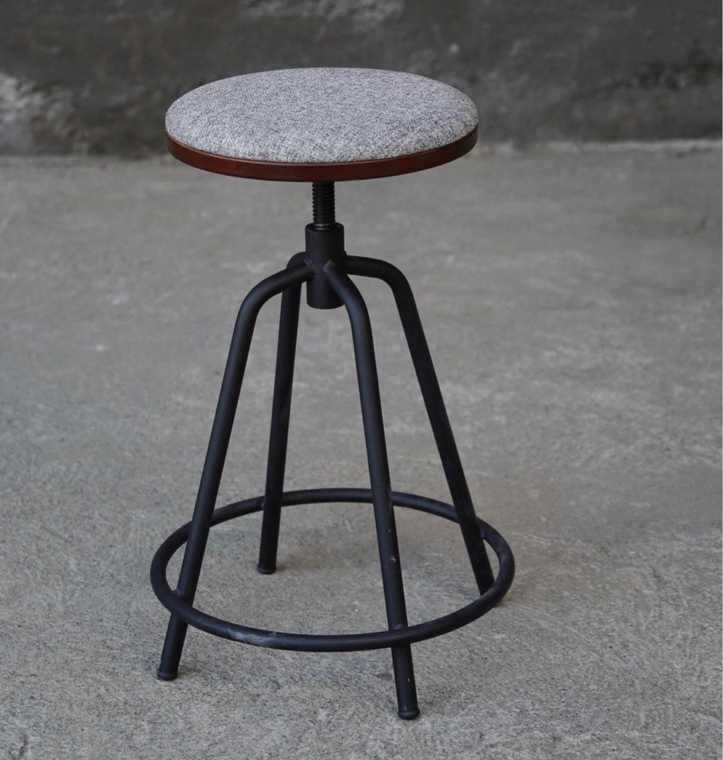 Modern industrial bar stool, screw type L 14.5 inches H 19.5 - 22 ...