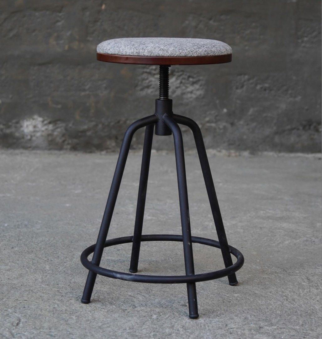 Modern industrial bar stool, screw type L 14.5 inches H 19.5 - 22 ...