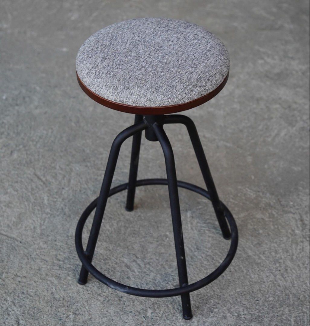 Modern industrial bar stool, screw type L 14.5 inches H 19.5 - 22 ...