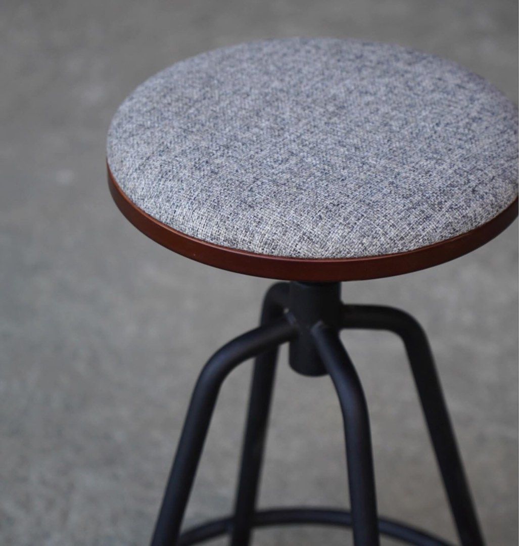 Modern industrial bar stool, screw type L 14.5 inches H 19.5 - 22 ...