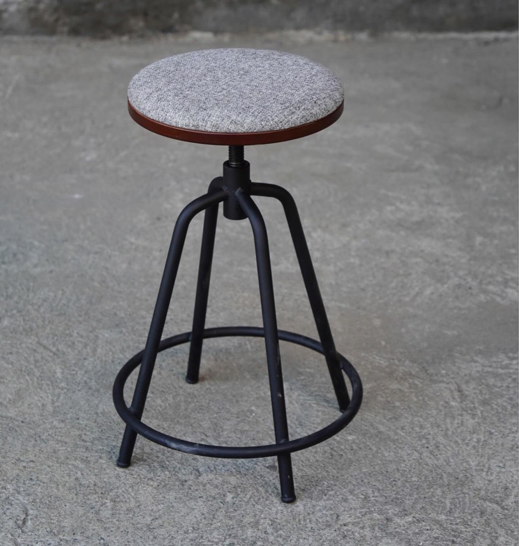 Modern industrial bar stool, screw type L 14.5 inches H 19.5 - 22 ...