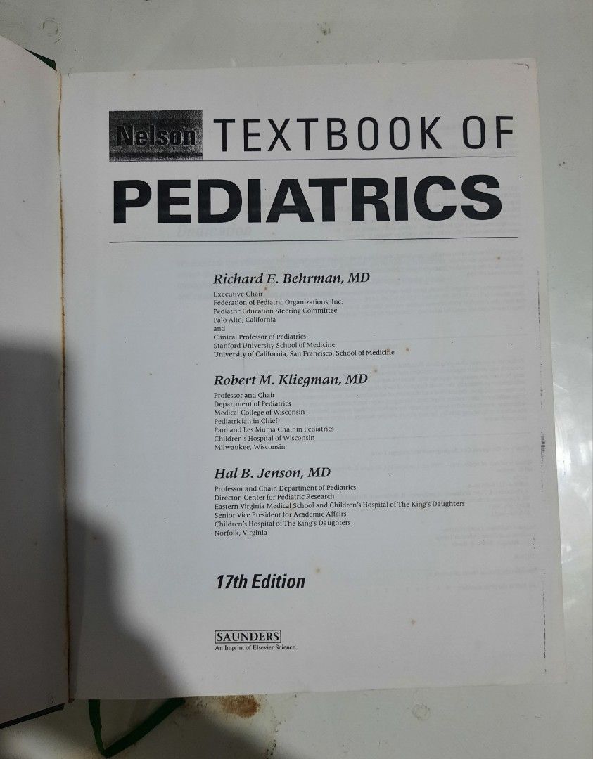 Nelson Textbook of Pediatrics 17e Kliegman Edisi 3 Second. Nelson ...