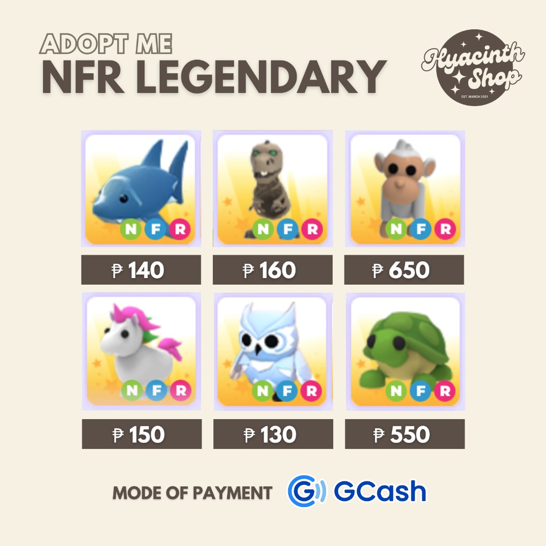 NFR Legendary in Adopt Me (Turtle, Albino Monkey, Unicorn, etc ...