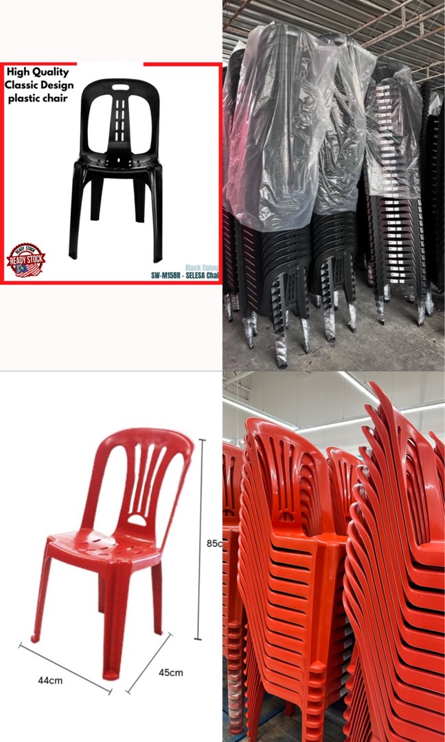 Plastic chair kerusi plastik ready stock high quality, Furniture & Home ...