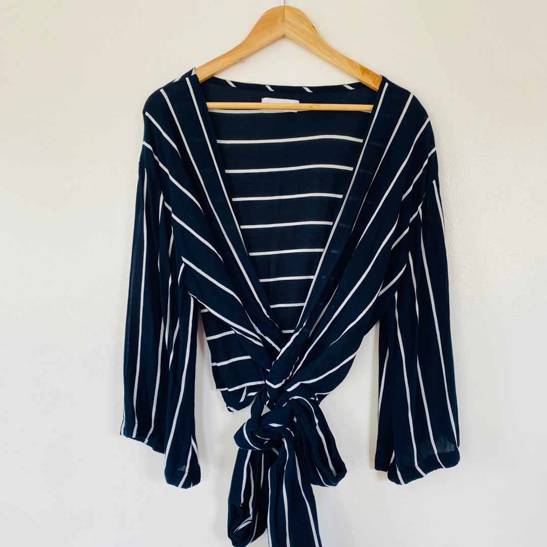 Plus Size Faithful Wrap Around Blue Top, Women's Fashion, Tops, Blouses ...