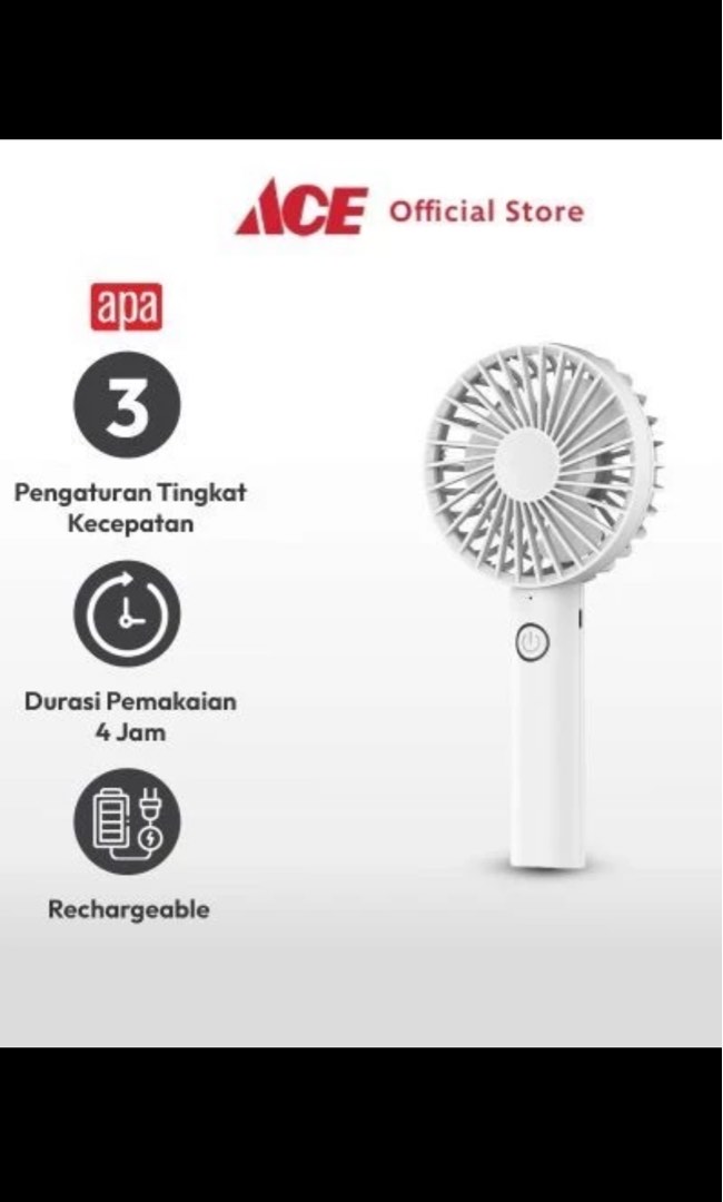 Ace Apa 3 inci Kipas Angin Portabel - Putih Desk Fan Penyejuk Ruangan ...